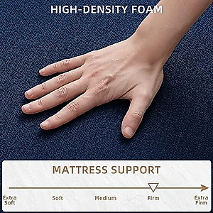 FILUXE Convertible Folding Sofa Bed - Sleeper Chair with Pillow, Modern Linen Fabric Floor & Futon Couch, Foldable Mattress for Living Room/Dorm/Guest/Home Office/Apartment,Standard Size, Navy Blue