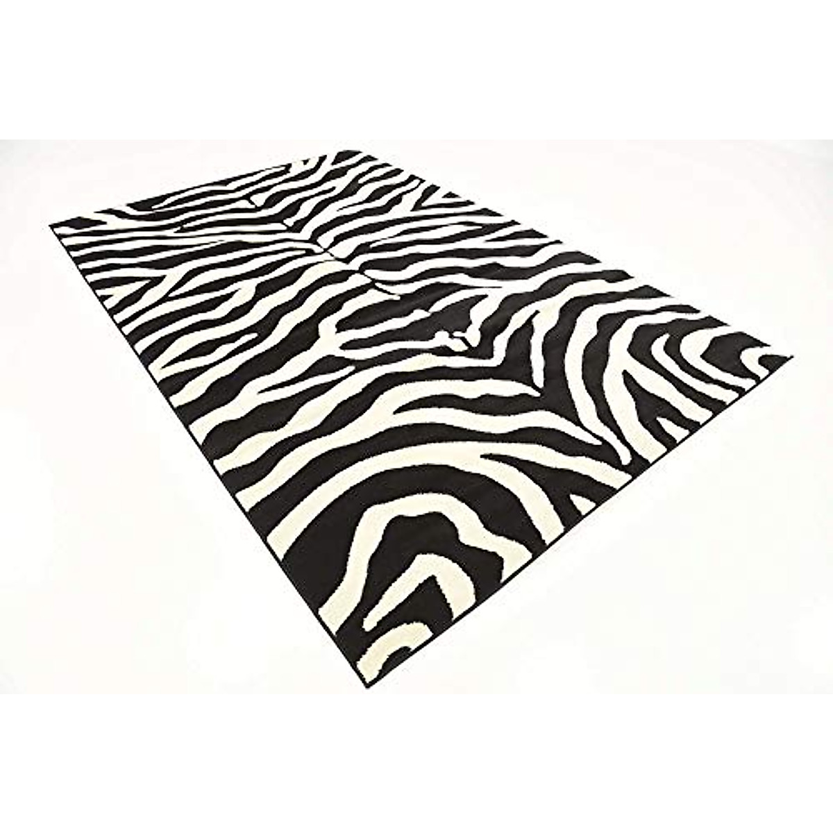 Unique Loom Wildlife Collection Animal Inspired with Zebra Design Area Rug, 6 x 9 ft, Black/Ivory