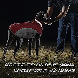 FUAMEY Dog Coat,Warm Dog Jacket Winter Coat Paded Dog Fleece Vest Reflective Dog Cold Weather Coats with Built in Harness Waterproof Windproof Dog Snow Jacket Clothes with Zipper Red Small