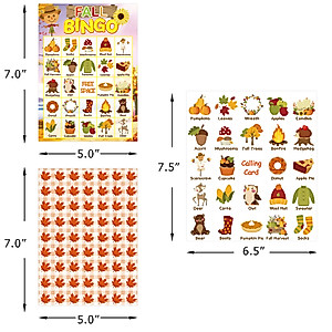 Fall Bingo Game for Kids 24 Players Happy Harvest Thanksgiving Party Game Supply