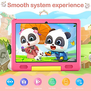 Kunleba Kids Tablet 10.1 Inch Andriod 11 Tablet for Kids Quad Core 32GB ROM 6000mAh Wi-Fi Bluetooth Tablets PC (Pink)