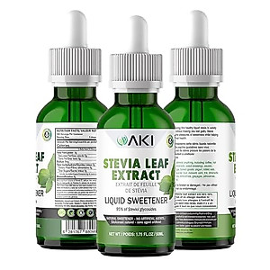AKI Liquid Stevia Drops Sweetener (1.75 fl oz / 50 ml) Ideal for Coffee, Tea, Iced tea, Lemonade, Frostings, Smoothie, other Beverages or Yogurt | NON-GMO, Sugar-Free | Pack of 1