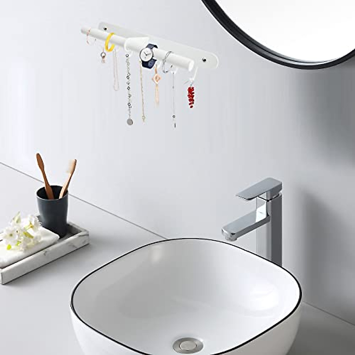 Haosuny White Coat Hooks for Doors - Wall Coat Rack with Hooks, Wall Mounted Coat Rack (01)