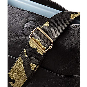 Pinafore Vegan Leather Crossbody Fashion Shoulder Bag | Soft, Magnetic Closure Handbag Purse for Women with Adjustable & Removable Guitar Strap, Black