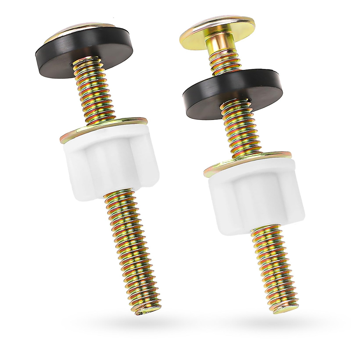 2 Pcs Universal Toilet Seat Screws Heavy Duty Toilet Seat Hinge Bolt and Screw Set, Metal and Rubber Washers with White Plastic Nuts for Top Mount Toilet Seat Hinges Replacement Parts