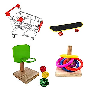 LOVIVER Bird Training Toys Parrot Toy Parakeet Shopping Cart for Cockatiel Budgie