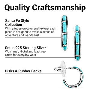 Shop LC Santa Fe Style Blue Turquoise J-Hoop Earrings for Women 925 Sterling Silver Boho SouthWestern Jewelry Boho Western Birthday Gifts for Women