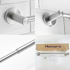 Hoimpro Adjustable 15.2 to 27.8 Inch Single Towel Bar for Bathroom, Expandable SUS304 Stainless Steel Bath Towel Holder, Wall Mount with Screws Towel Bar Rod Hotel Style, Brushed Nickel