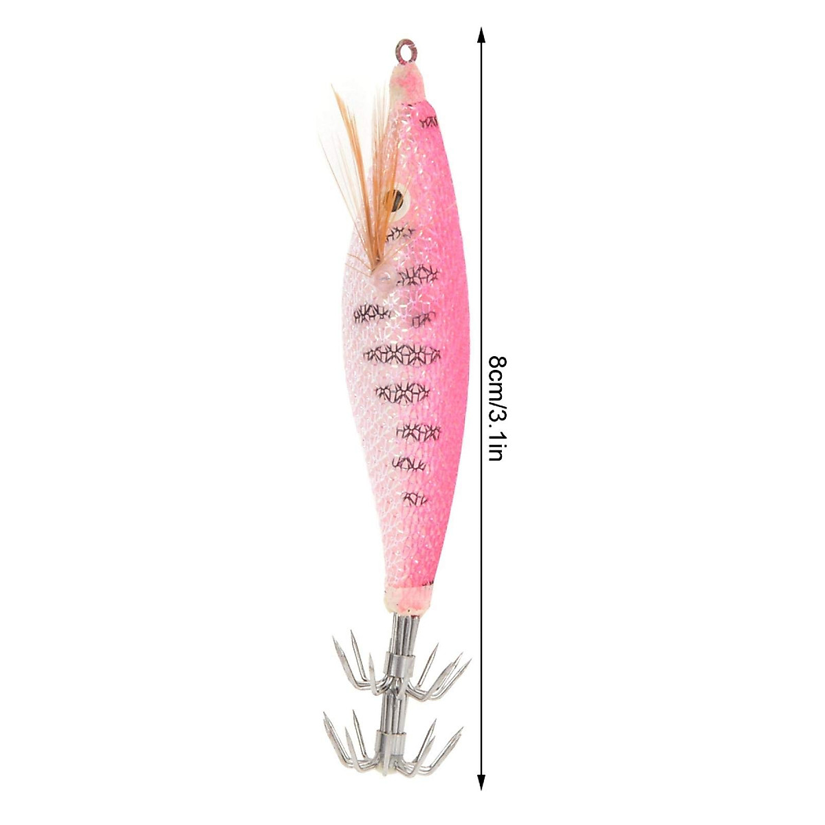Leftwei 8cm Simulation ABS Fishing Tackle, 4Pcs Fishing Bait Dual Squid Hook for Fishing Lover Luring Fish Outdoor Sea/Fresh Water Fishing Lures