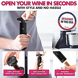 VINABON Self-Pulling Wine Opener - New 2023 2-in-1 Professional-Quality Twister Wine Corkscrews with Wine Foil Cutter - Manual Easy-Turn Wine Bottle Opener Corkscrew. Includes WineGuide Ebook