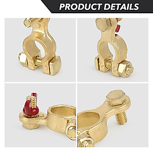 SINGARO Car Battery Terminal Connector, Pure Copper Cable End Top Post Clip Positive and Negative Pole, Applicable to Automobile, Truck, RV and Yacht Accessories