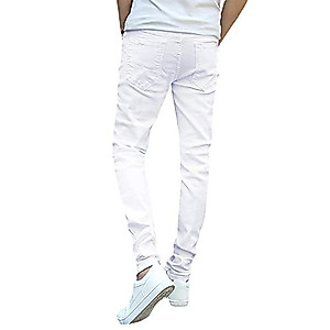 WULFUL Men's Skinny Slim Fit Stretch Comfy Fashion Denim Jeans Pants White