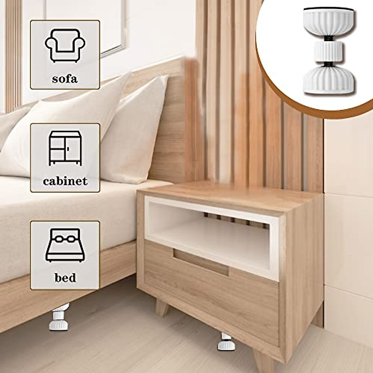 cosbur 2PCS Headboard Stoppers for Bed, 2023 Newset Adjustable Bed Frame Anti-Shake Tool for Bed, Antishake Telescopic Support Stabilizer, for Room Wall Beds Cabinets Sofa, Easy to Install