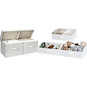 StorageWorks 2-pack Decorative Storage Boxes with 3-Pack Trapezoid Storage Boxes