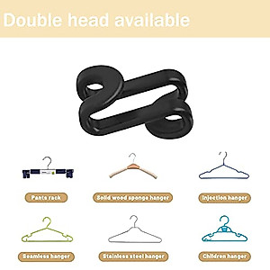 60 Pcs Clothes Hanger Connector Hooks,Heavy Duty Plastic Cascading Hanger Hooks Extender Clips,Wardrobe Clothing Hangers Connection Hooks for Organizer Closet Cabinet Space Savers Hangers, Black