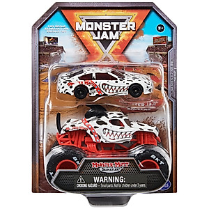 Monster Jam Official 1:64 Scale Diecast 2-Pack Monster Truck and Race Car: Monster Mutt Dalmatian