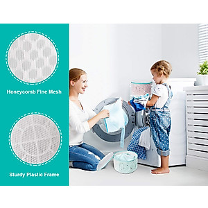 Plusmart Large Mesh Lingerie Bags for Laundry, Bra Washing Bag for Washing Machine/Washer, D to E Cup,3 Pack White