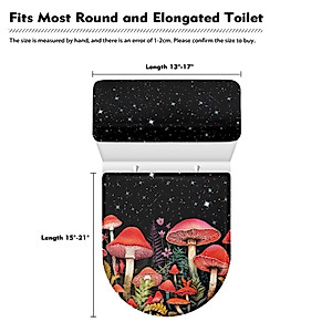 Tomeusey Mushroom Toilet Lid Cover Set of 2 Pack,Durable Toilet Lid Seat Cover with Elastic Edges,for Home Toilet Tank Lid Cover,Easy to Install