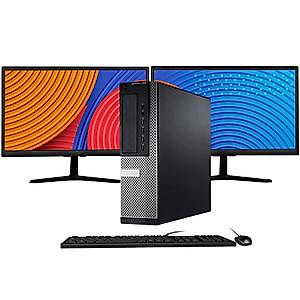 Dell Optiplex 7010 Office Desktop Fast Computer, Intel Quad Core i5 3470 Upto 3.60GHz 16GB DDR3, 256GB SSD, Dual 20 Inch Screen, Keyboard, Mouse, USB Wireless WiFi, Windows 10 Pro 64-bit(Renewed)