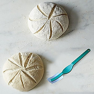 M JINGMEI Banneton Proofing Basket 9" Round Banneton Brotform for Bread and Dough [FREE BRUSH] Proofing Rising Rattan Bowl(1.5 Pounds of Dough) + FREE LINER + BREAD LAME