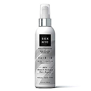 SGX NYC Hair IQ - 4 Fl Oz - 10-in-1 Leave-In Treatment for All Hair Types - Strengthens and Repairs Damaged Hair with Biotin, Hyaluronic Acid, and Exclusive Bond Technology