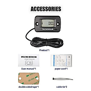 HonorMeet Digital Lawn Mower Hours Tachometer,Small Engine Tachometer with Real-time RPM & Max RPM Display,Water Resistance Design for Gas Powered Garden Tractor Generator Compressor Boat Motorcycle.