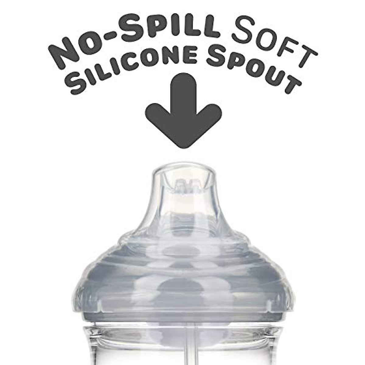 Nuby Tritan No-Spill Trainer Cup with Silicone Spout & 360 Weighted Straw with Hygienic Cover