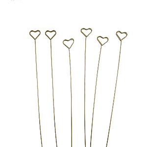 JoeYoo 30 Pcs Metal Wire Floral Place Card Holder, DIY Craft Wire Clip Table Card Note Photo Memo Holder, Metal Clamp Clay Cake Decoration Accessories (Heart Shape)