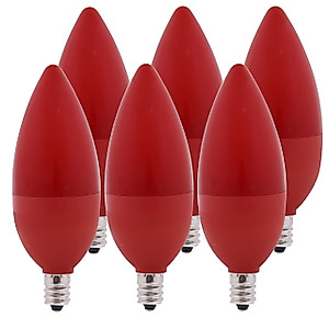 Bioluz LED Red Candelabra Bulbs 4W 25 Watt C37 E12 Base 120° Beam Angle UL Listed Candle Bulb Holiday Decorations 6-Pack