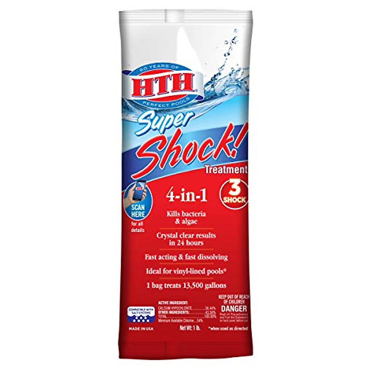 HTH 52019 Super Shock Treatment Swimming Pool Chlorine Cleaner, 1 lb
