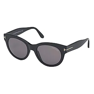 Tom Ford - FT0741 Shiny Black Round Women Sunglasses - 53mm