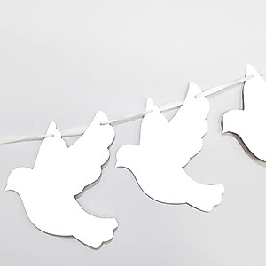White Pigeon Baptism Banner First Holy Communion Decorations Baby Shower Party Decor for Boys Girls