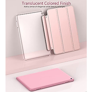 MoKo Case Fits All-New Amazon Kindle Fire HD 8 & 8 Plus Tablet(12th Generation/10th Generation, 2022/2020 Release) 8",Trifold Stand Cover with Translucent Backshell with Auto Wake/Sleep,Rose Gold