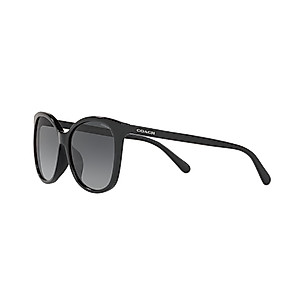Coach HC8271U Universal Fit Sunglasses, Black/Dark Grey Gradient Polarized, 57 mm