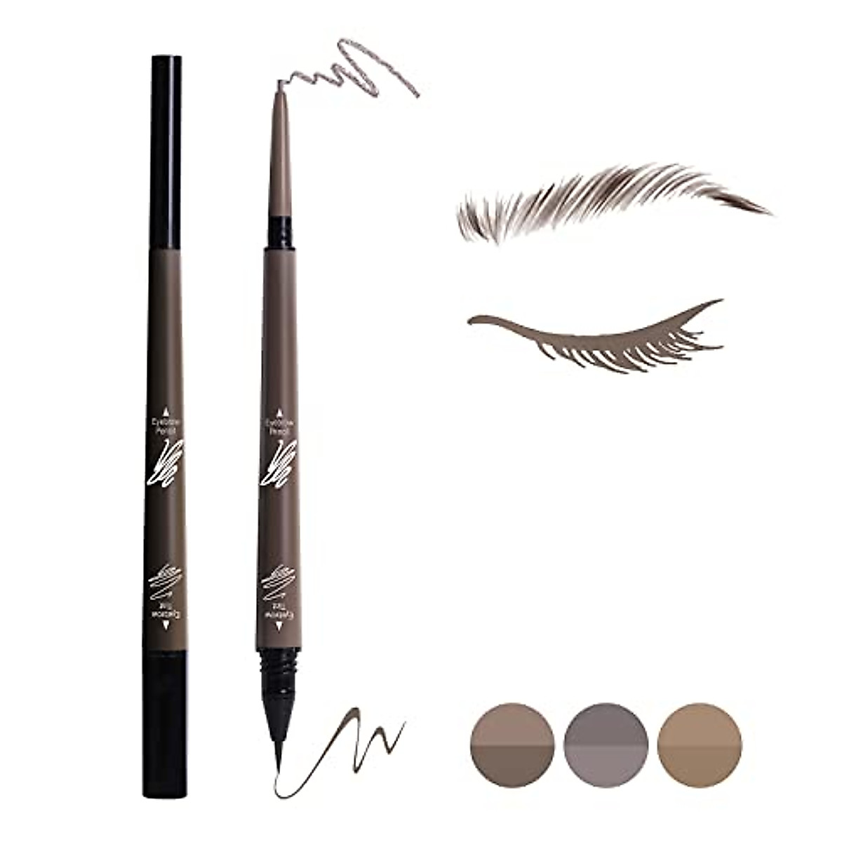 Music Flower 2 in 1 Eyebrow Pencil,Waterproof & Long Lasting Liquid Eyebrow Pen,Dual Ended Pencil Fills and Defines Brow Tint with the Precision & Definition of Microblading,Chestnut