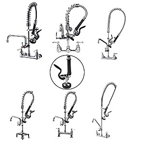 KWODE Pre-rinse Spray Valve Head for All Commercial Kitchen Sink Faucet, High Pressure Dish Sprayer Nozzle with Hand Grip Assembly Replacement Kit for Restaurant Industrial Faucets Black