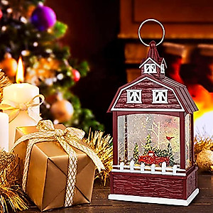 Lasumora Musical Snow Globe Lantern with 6H Timer, Lighted USB/Battery Operated Swirling Singing Water Glittering Lantern, Snow Globes Lantern for Christmas Home Decoration and Gift