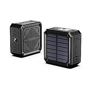 ABFOCE Solar Speaker Portable IPX6 Waterproof Bluetooth Speaker 15 Hours of Playtime Rich Stereo Bass Shockproof Dustproof for Home and Outdoor Wireless Speaker-Black