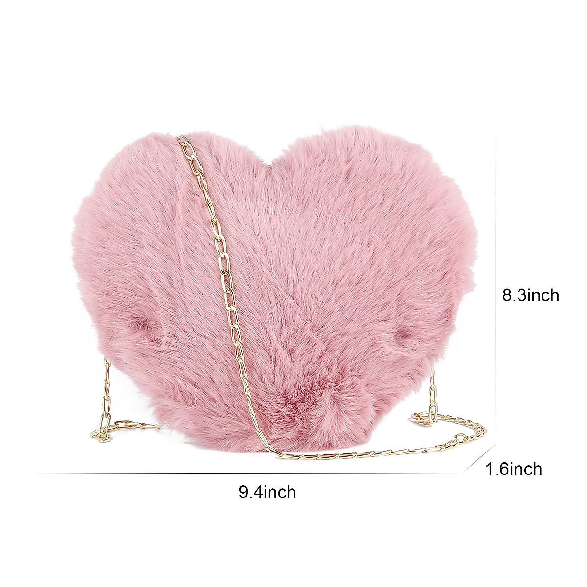 SUKUTU Faux Fur Purse Women's Heart Shaped Evening Handbags Small Cute Phone Crossbody Bag Clutches for Girls