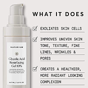 Naturium Glycolic Acid Resurfacing Gel 10%, AHA Exfoliating Gel with Natural Fruit Acids, 3.3 oz