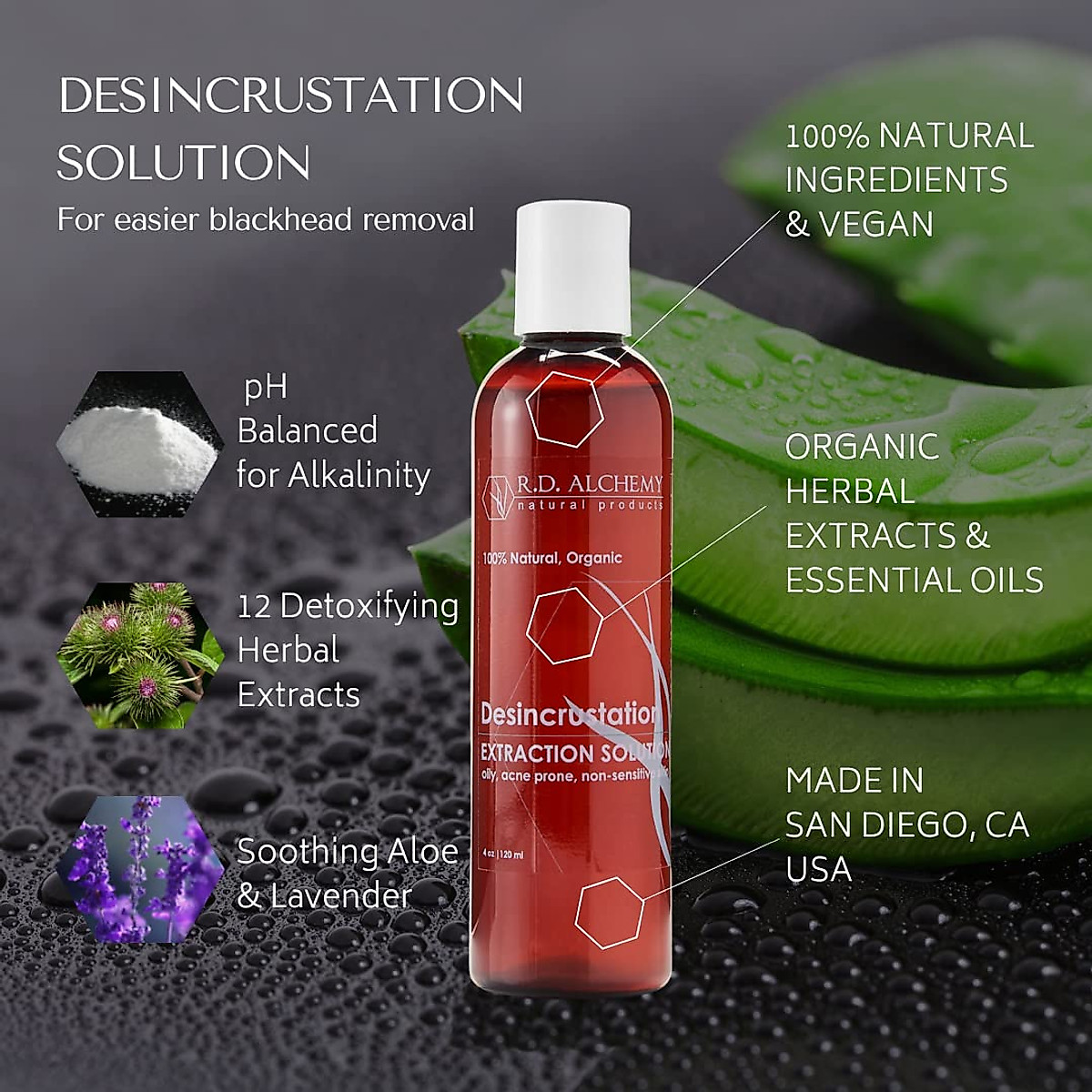 RD ALCHEMY - Desincrustation Solution/Scaling Fluid to help soften and open pores, remove blackheads and to make extractions easier. Perfect for Estheticians or home use