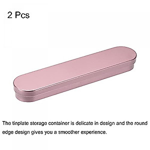 uxcell Metal Tin Box, 2pcs 6.89" x 1.5" x 0.79" Empty Tinplate Containers with Hinged Lids, Rose Gold, for Home Organizer, Candles, Gifts, Car Keys, Crafts Storage