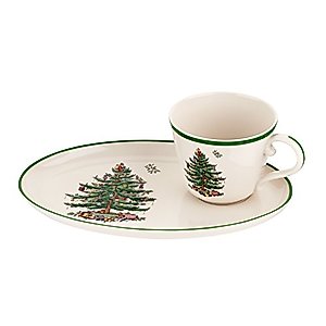 Spode Earthenware Christmas Tree Soup and Sandwich Set