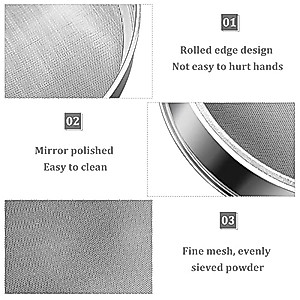 6 Pieces Stainless Steel Round Sifter 40 Mesh Sieve Fine Mesh Round Flour Sieve for Bake Decorate Cakes, Pies, Pastries, Cupcakes