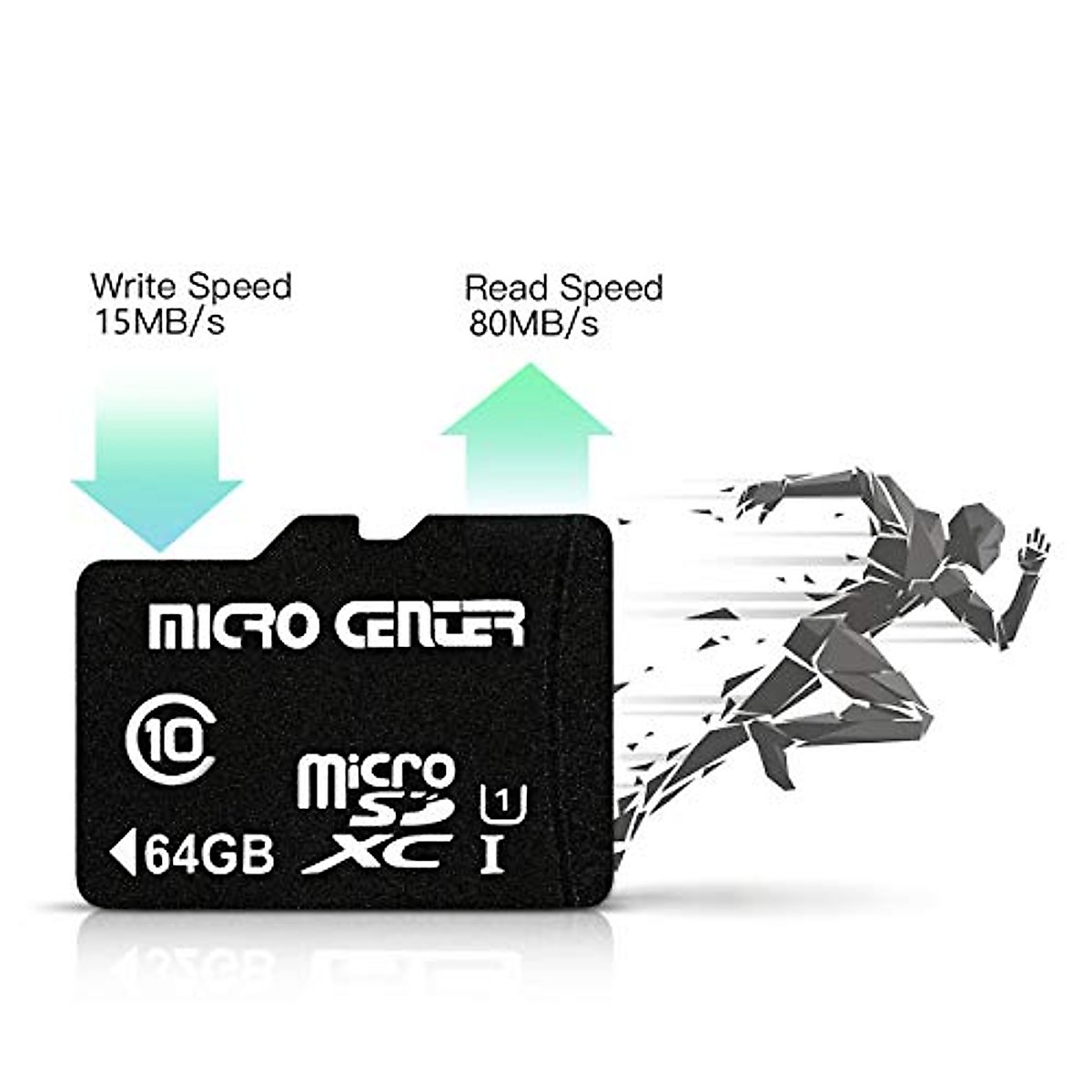 Micro Center 64GB Class 10 MicroSDXC Flash Memory Card with Adapter for Mobile Device Storage Phone, Tablet, Drone & Full HD Video Recording - 80MB/s UHS-I, C10, U1 (5 Pack)