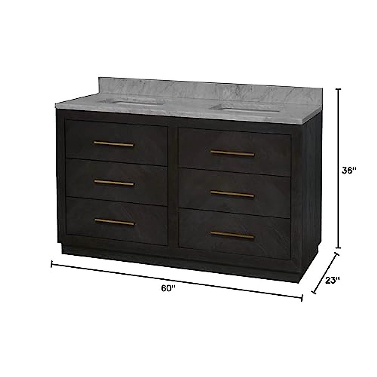Kitchen Bath Collection Avery 60-inch Double Bathroom Vanity (Carrara/Dark Oak): includes Dark Oak Cabinet with Stunning Carrara Marble Countertop and White Ceramic Sinks