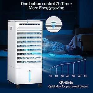 Evaporative Air Cooler,4-In-1 Portable Air Conditioners with 4 Modes 3 Speeds,5L Portable Air Conditioner with 7H Timer,Remote Control Quiet Swamp Cooler Air Conditioner Portable for Room,Home,Office