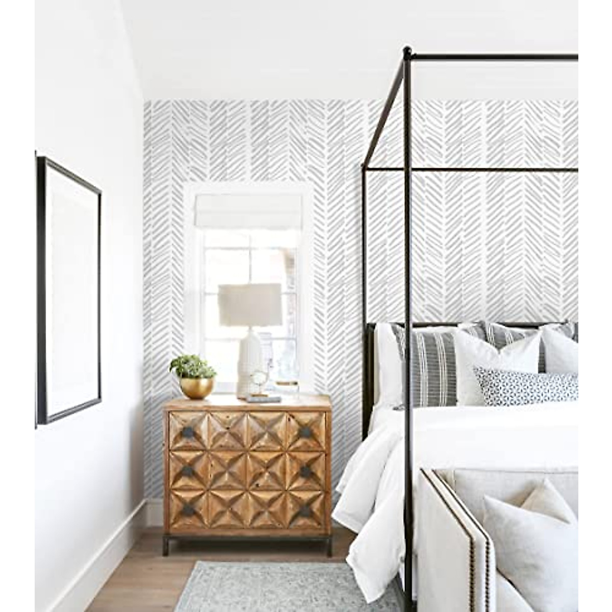 Guvana Line Peel and Stick Wallpaper Gray and White 17.7"x118" Self Adhesive DIY Removable Stripe Contact Paper Decorative for Livingroom Bedroom Wall Covering