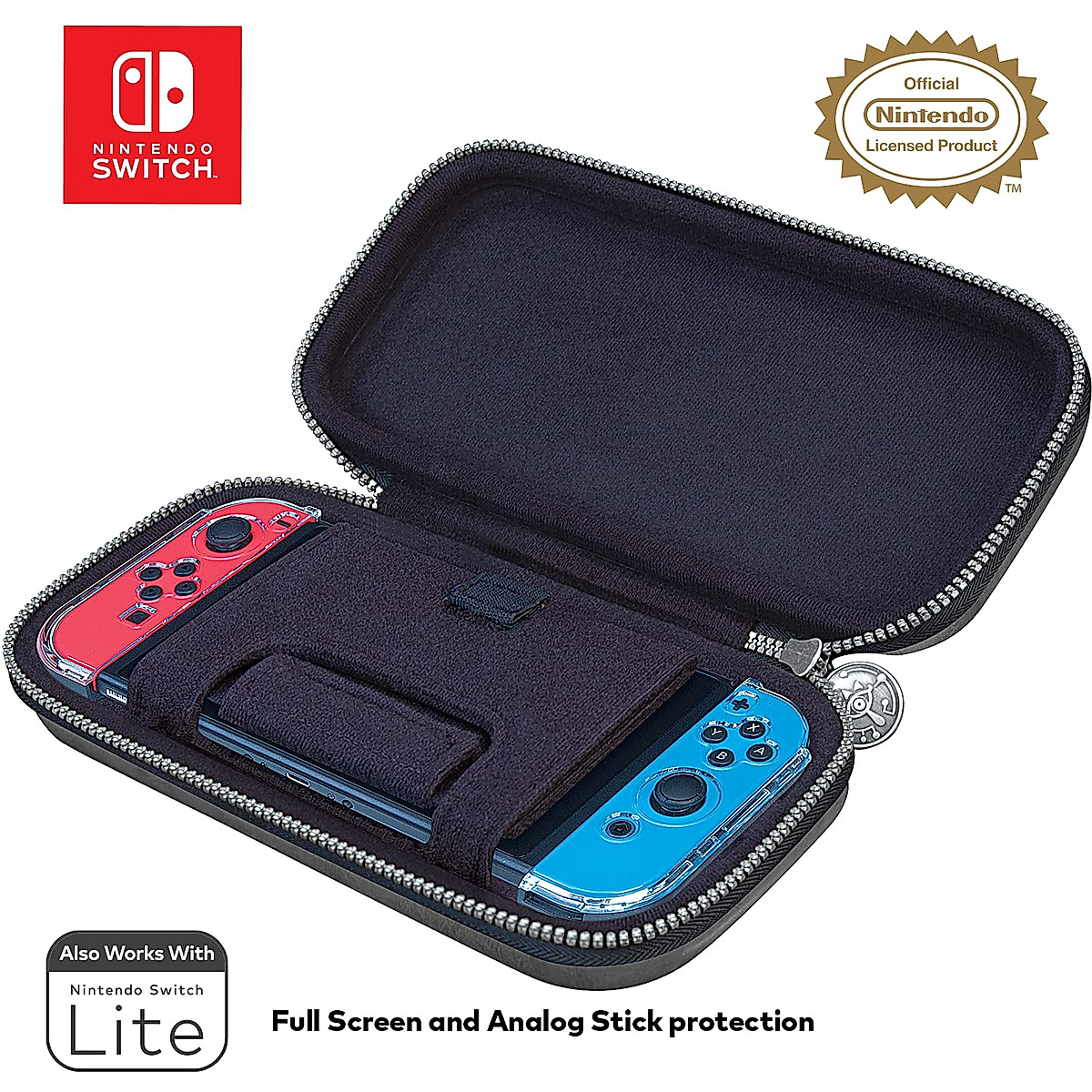 Game Traveler Zelda Nintendo Switch OLED Case - Fits Switch OLED, Original Switch & Switch Lite, Adjustable Viewing Stand & Bonus Game Cases, Deluxe Carry Handle, Licensed Nintendo Switch game case