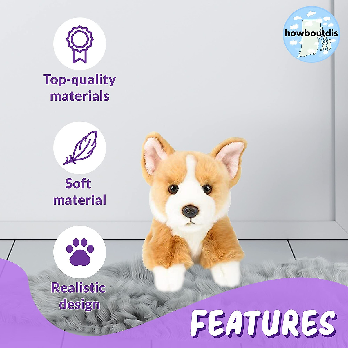 HOWBOUTDIS Fluffy, Adorable 6 inch Plush Corgi Puppy - Super Cuddly and Huggable - Great Gift Idea for Anyone - Even Your Pup - Perfect for Animal Lovers of All Ages, Ages 3+